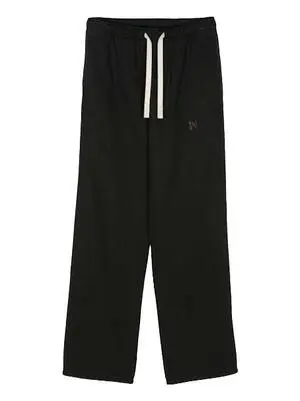 Palm Angels Monogram-embroidered Straight Trousers - Black