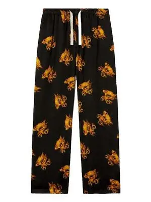 Palm Angels Burning Monogram Loose Pants - Black/gold