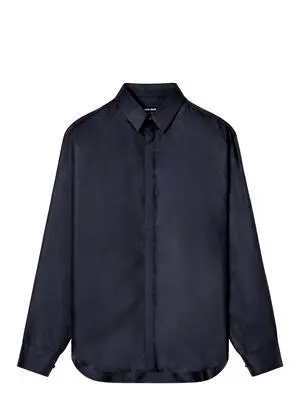 Giorgio Armani Regular-fit Shirt In Silk Twill - Black