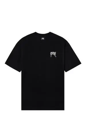 REVENGE White Embroidered Basic Tee Shirt - Black