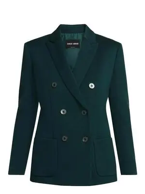 Giorgio Armani Stretch Wool Double-breasted Jacket - Emerald