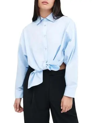 MARCELLA Ezra Cotton High-low Button-up Shirt - Light Ciel