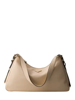 Prada Aimée Large Leather Shoulder Bag - Travertine
