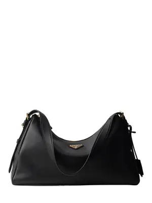 Prada Aimée Large Leather Shoulder Bag - Black
