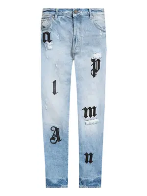 Palm Angels Logo Patch Jeans - Blue