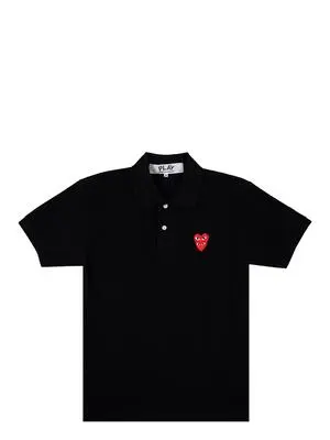 Play Comme Des Garcon Heart Logo Polo - Black