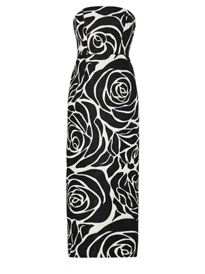 MILLY Orion Rose Jacquard Maxi Dress - Black Rose