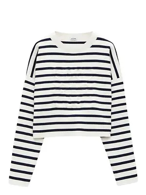 Loewe Anagram Striped Stretch-knitted Jumper - Off-white/navy