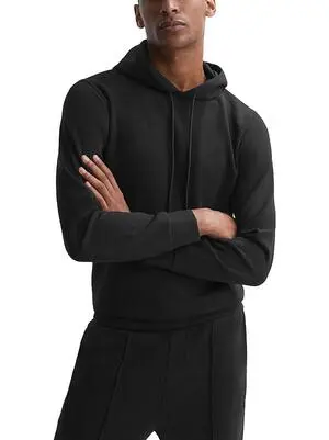 REISS Fabien Interlock Hoodie - Black