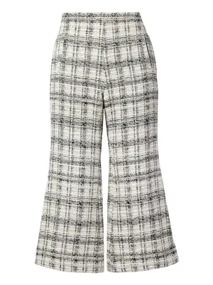 Lisa Marie Fernandez Cropped Checked Cotton-blend Tweed Trousers - Ecru