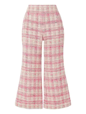 Lisa Marie Fernandez Cropped Checked Cotton-blend Tweed Trousers - Pink