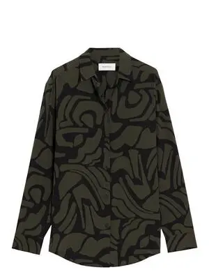 Matteau Printed Silk Crepe De Chine Shirt - Army Green