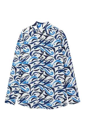 Matteau Printed Silk Crepe De Chine Shirt Ivory