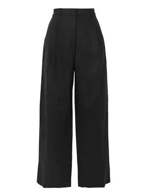 Faithfull The Brand El Toro Pleated Linen Wide-leg Pants - Black