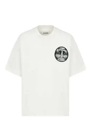 JIL SANDER Zodiac Patch Libra Oversize Logo T-shirt - White