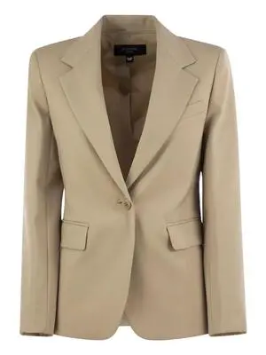 MAX MARA Lamine Natural Stretch Wool Blazer