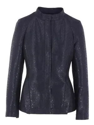 Giorgio Armani Single-breasted Jacquard Jacket - Blue