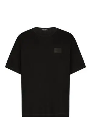 Dolce & Gabbana Cotton T-shirt With Branded Tag - Black