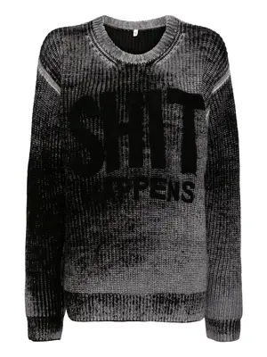R13 R13 Reverse-Printed Wool Jumper