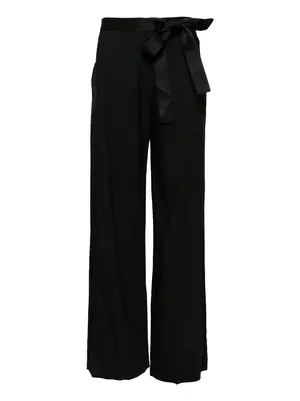 David Koma Satin Bow Wide-leg Trousers - Black