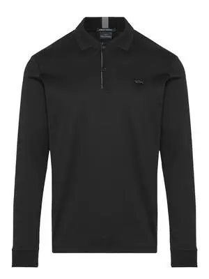 Paul & Shark Appliqué Logo Long Sleeve Polo Shirt - Black