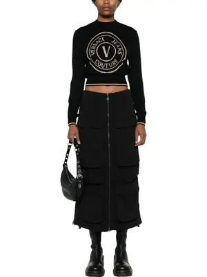 Versace V-emblem Wool Jumper - Black