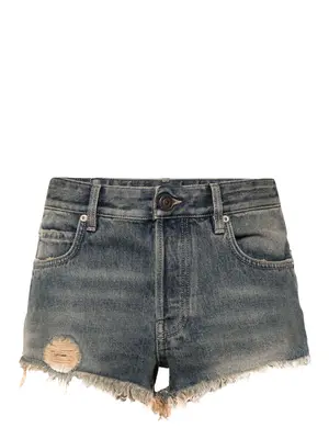 Balenciaga Logo-patch Denim Shorts - Blue