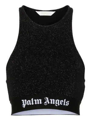Palm Angels Lurex Cropped Top - Black