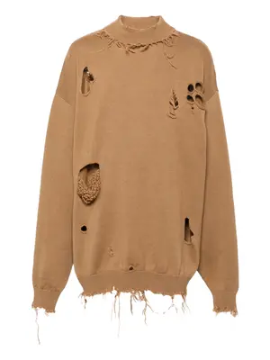 Vetements Destroyed Wool Sweater - Brown