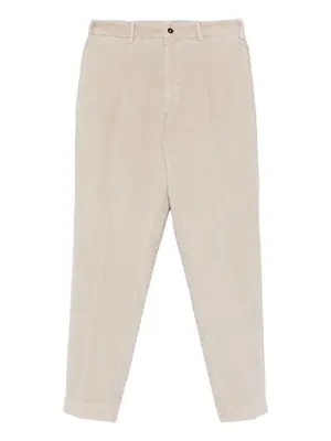 DELL'OGLIO Corduroy Tapered Trousers - Neutrals