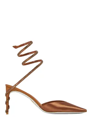 Rene Caovilla 80mm Satin Pumps - Brown