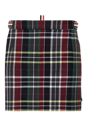 Thom Browne Tartan-check Wool Mini Skirt - Blue