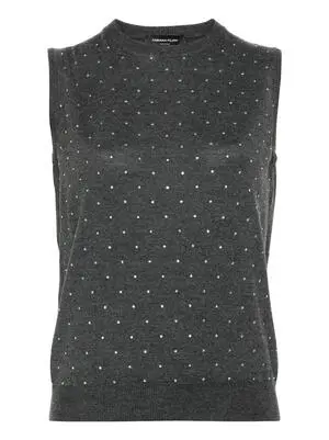 Fabiana Filippi Crystal-embellished Merino Wool Vest - Grey