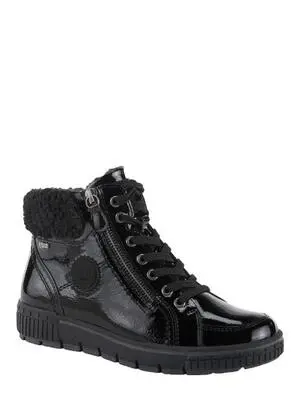 SPRING STEP SHOES Alps Water Resistant Faux Shearling Sneakers - Black Patent
