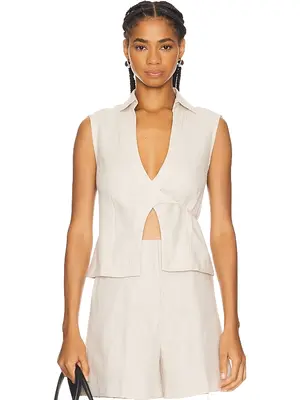 Faithfull The Brand Antibes Sleeveless Wrap Shirt - Sand