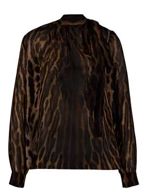 Givenchy Leopard-print Stretch-silk Blouse - Brown