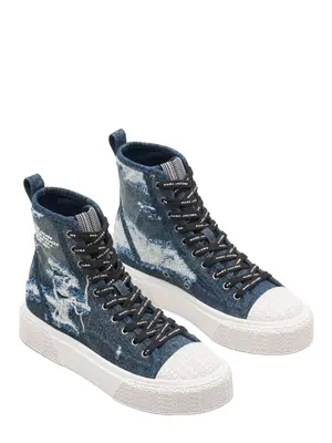 Marc Jacobs Rip And Tear Denim High-top Sneakers - Blue