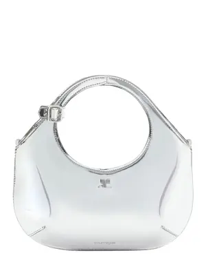 COURREGES Mini Holy Metallic-effect Tote Bag - Silver
