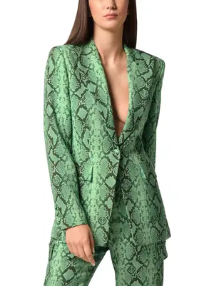 Philipp Plein Python-print Satin Blazer - Green