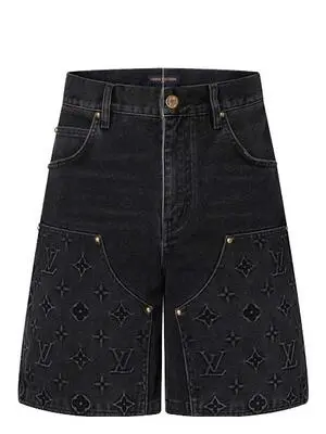 LOUIS VUITTON Monogram Workwear Denim Shorts - Black