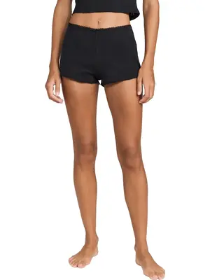 COUCOU Pointelle Knit Shorts - Black