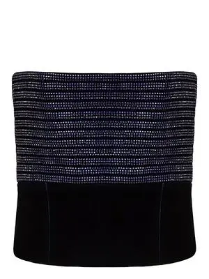 Giorgio Armani Velvet Bustier Top With Rhinestone Embroidery - Patterned
