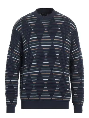 Giorgio Armani Striped Virgin Wool Sweater - Navy