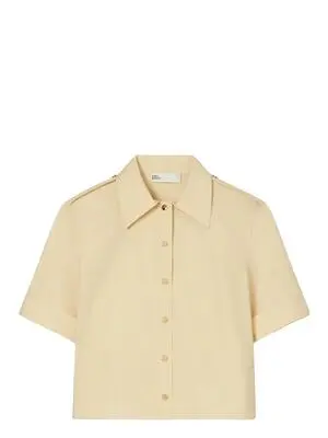 Tory Burch Poplin Camp Shirt Soapstone