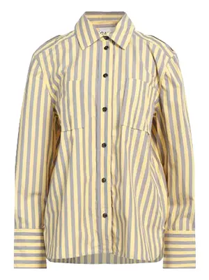 GANNI Organic Cotton Striped Shirt - Yellow