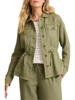 Tommy Bahama Two Palms Linen Utility Jacket - Dark Fern