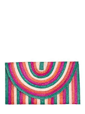 JELAVU Brooke Striped Raffia Clutch - Multi