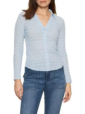 Sanctuary Lace Button-up Shirt - Blue Powder