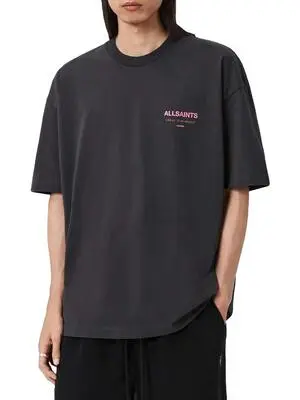 ALLSAINTS Underground Oversize Graphic T-shirt - Washed Black/pink