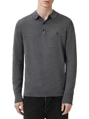 ALLSAINTS Mode Merino Wool Polo Sweater - Monument Grey